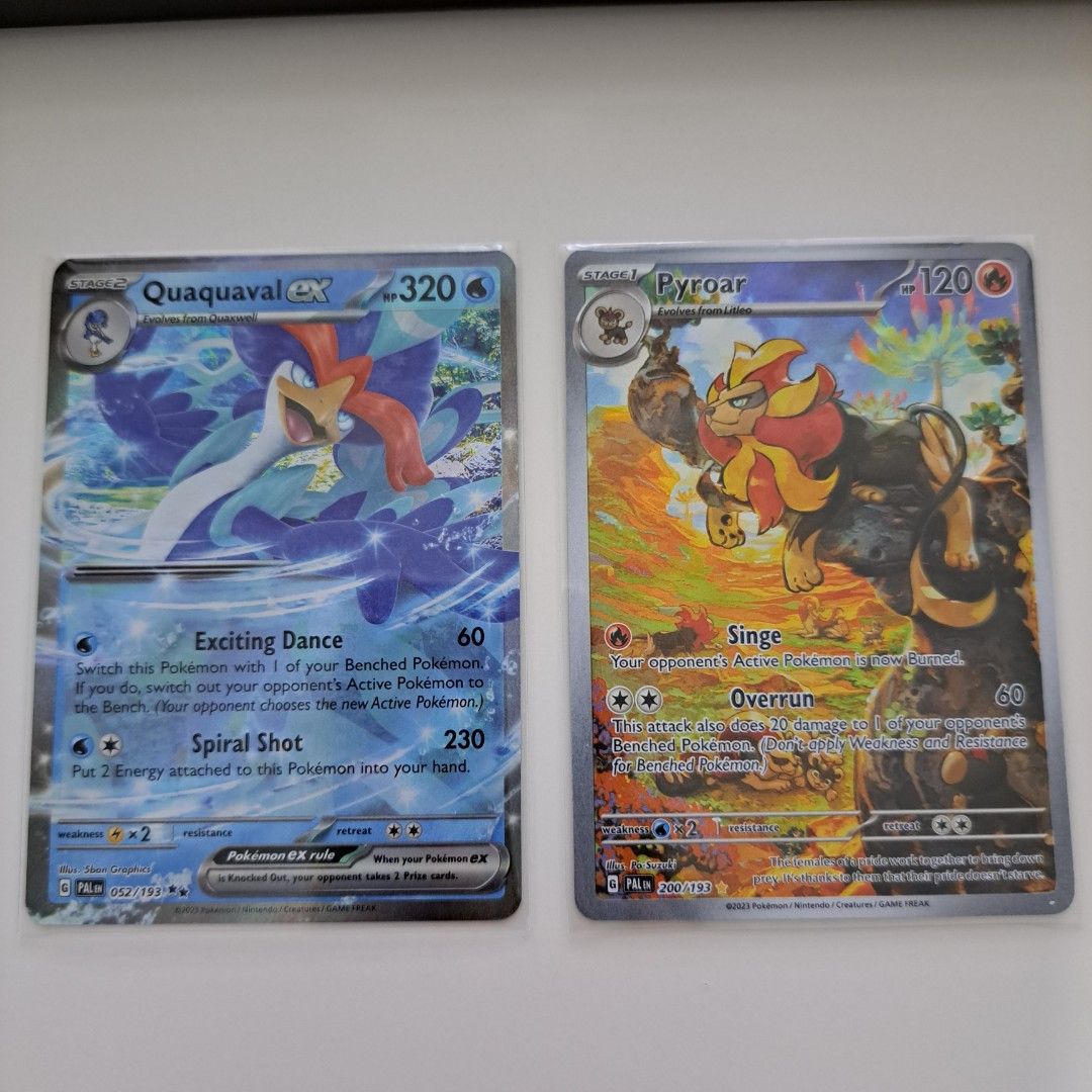 Paldea Evolved Quaquaval ex Pyroar IR, Hobbies & Toys, Toys & Games on ...