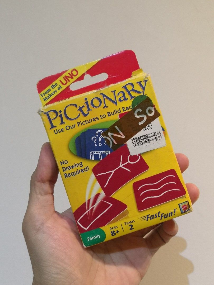Pictionary Card Game Uno Maker Mattel Deck Games Travel Game Board ...