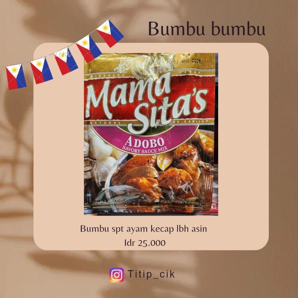 PO pre order bumbu masak instant merk philipine mama sitas sita's ...