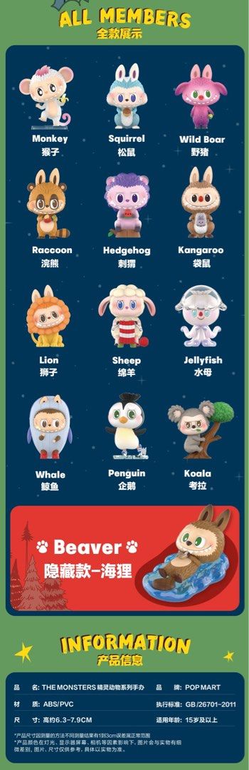 Popmart labubu Animals full set of 13 including secret type, Hobbies ...