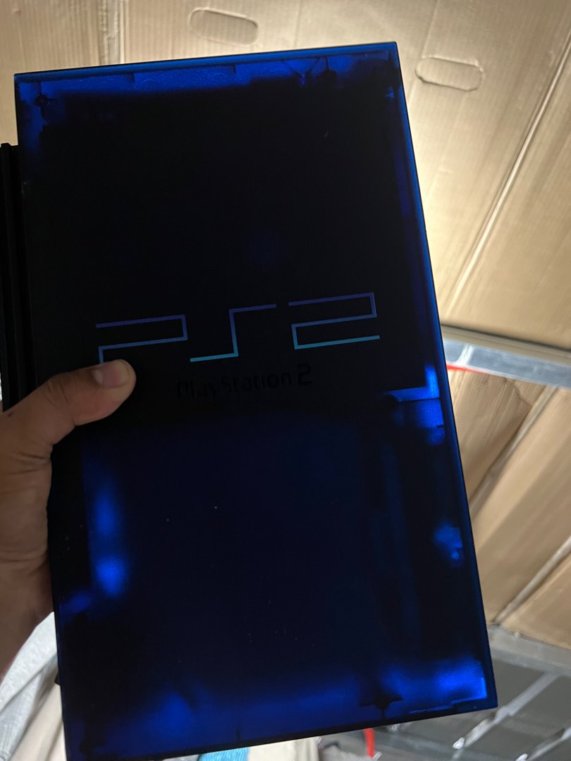 PS2 Midnight Blue with network adapter and official sony hdd, Video ...
