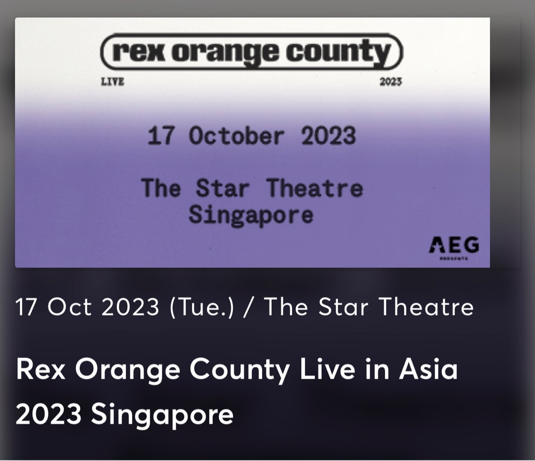 Rex Orange County singapore tickets, Tickets & Vouchers, Event Tickets ...