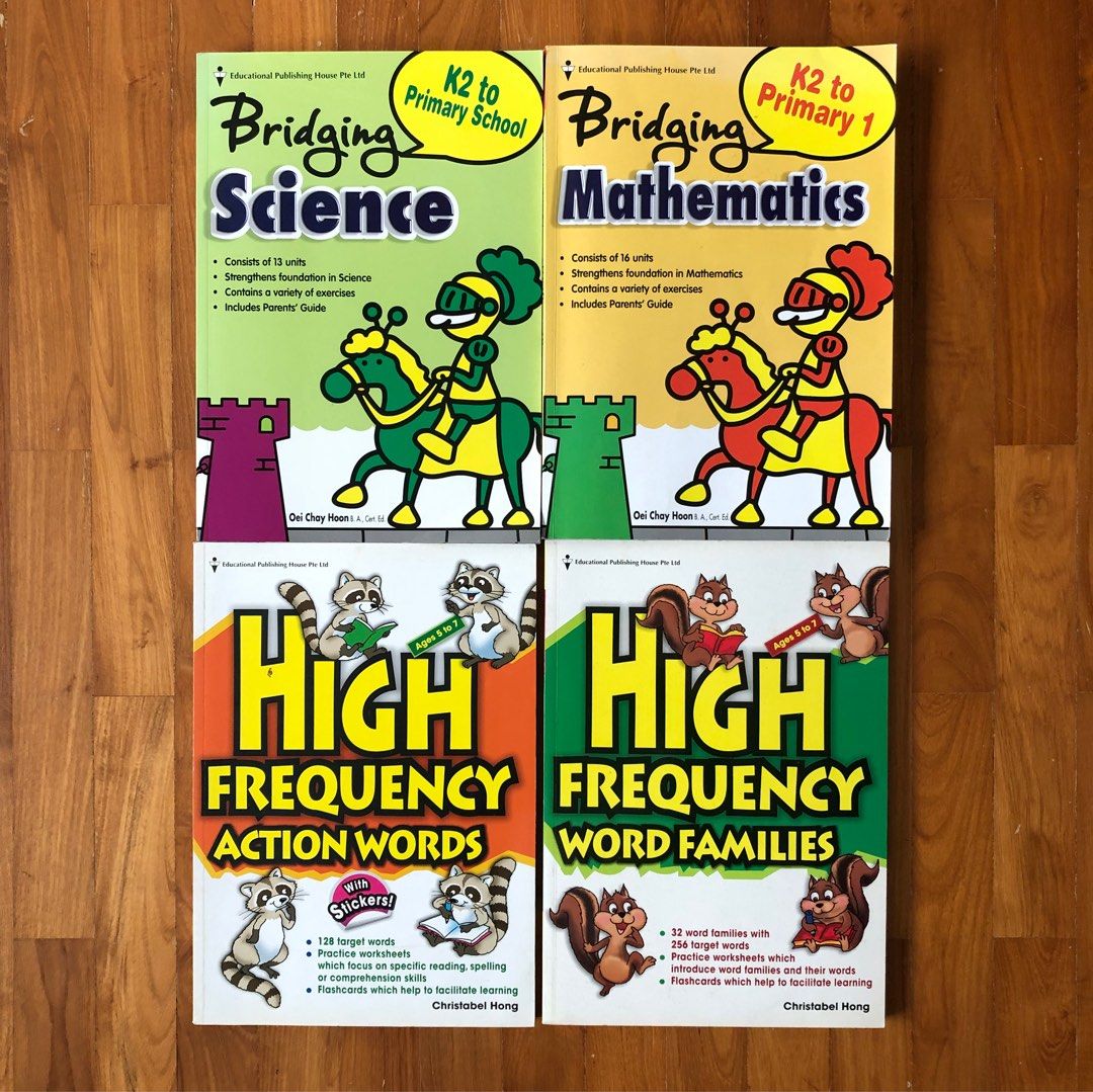 Set of 4 EPH Bridging K2 to P1 English Math and Science workbooks ...