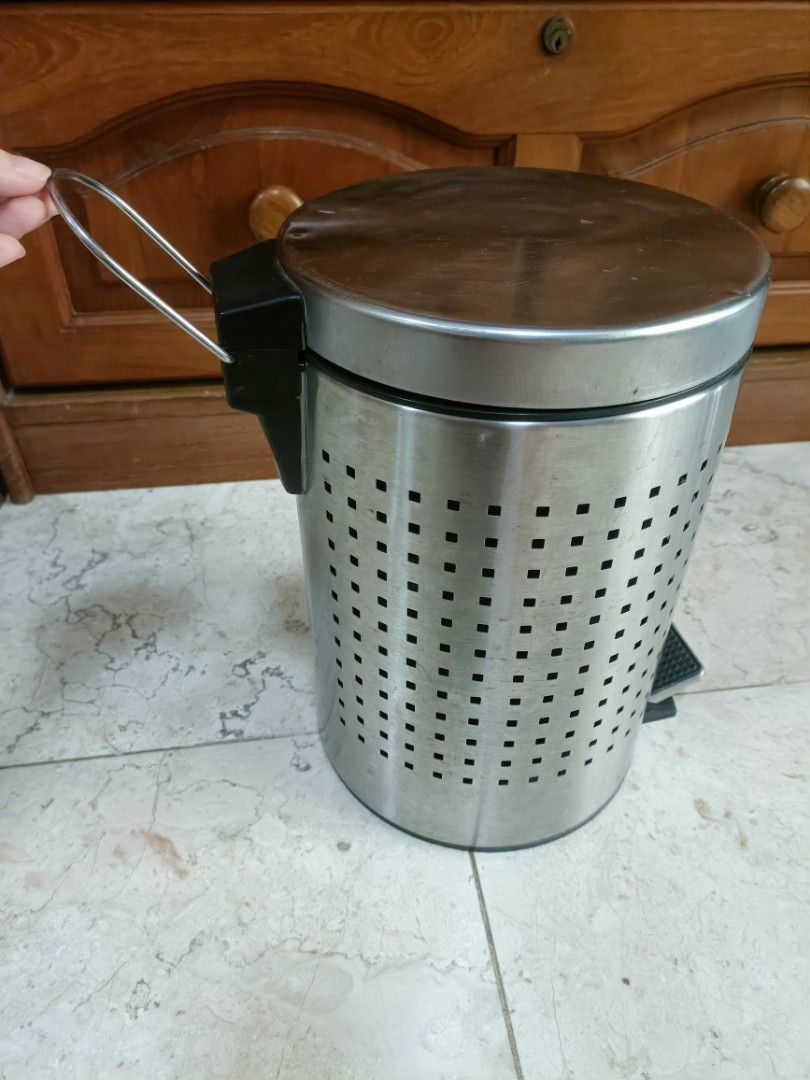 Sleek tall metal design rubbish bin dustbin trash bin, Furniture & Home ...