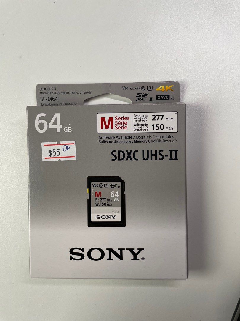 Sony V60 SD card 64GB, Photography, Photography Accessories, Other ...