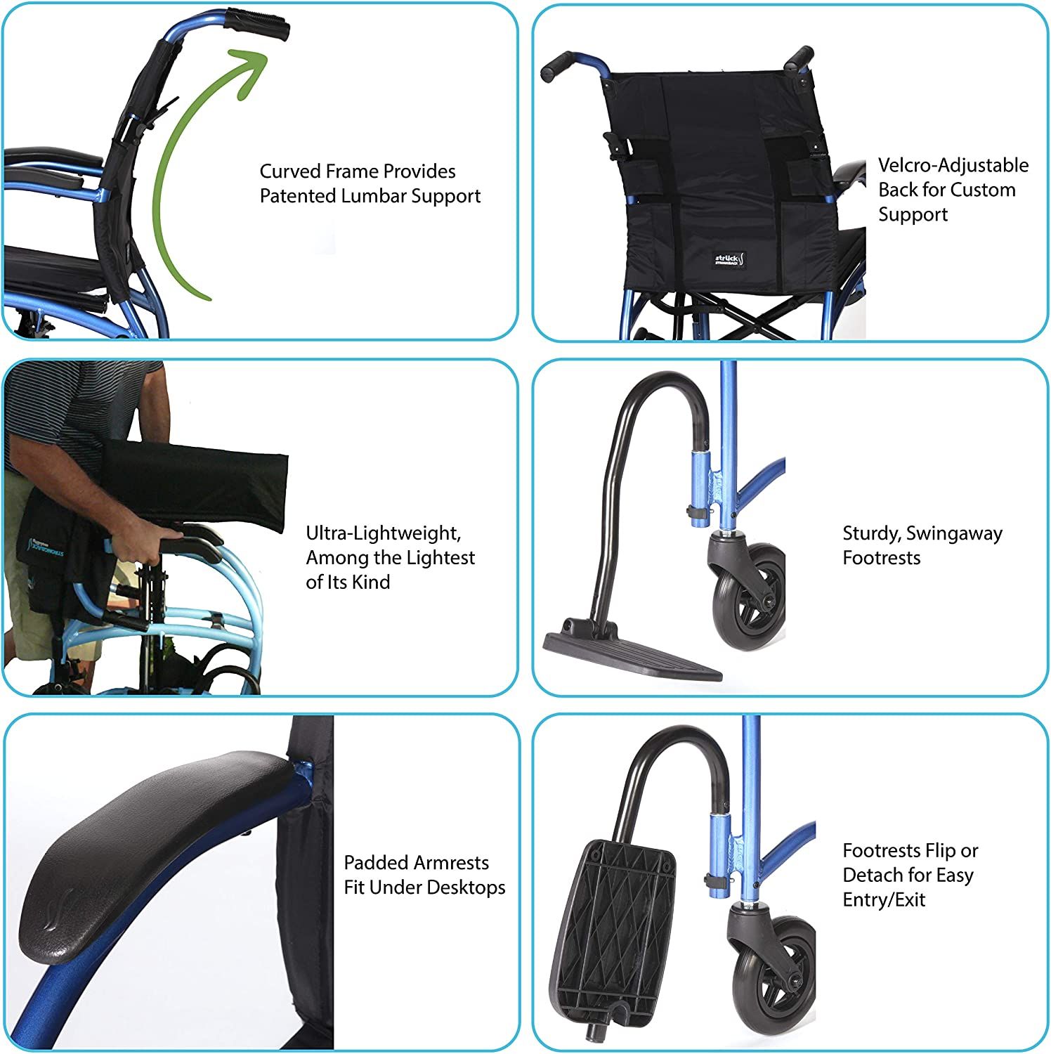 Strongback Mobility Excursion Lightweight Foldable Transport Chair ...