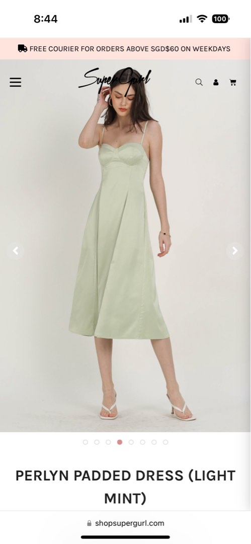 Supergurl Perlyn padded dress in light mint, Women's Fashion, Dresses ...