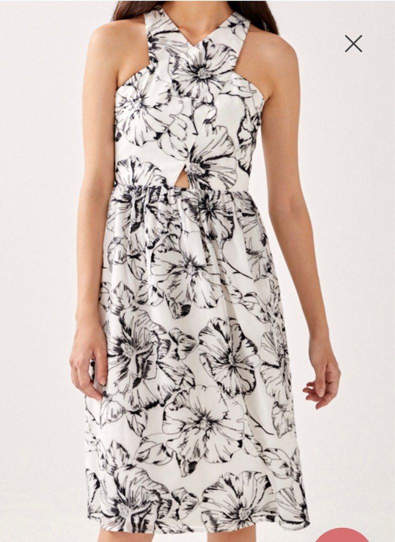 Teagan Embroidered Halter Midi Dress, Women's Fashion, Dresses & Sets ...