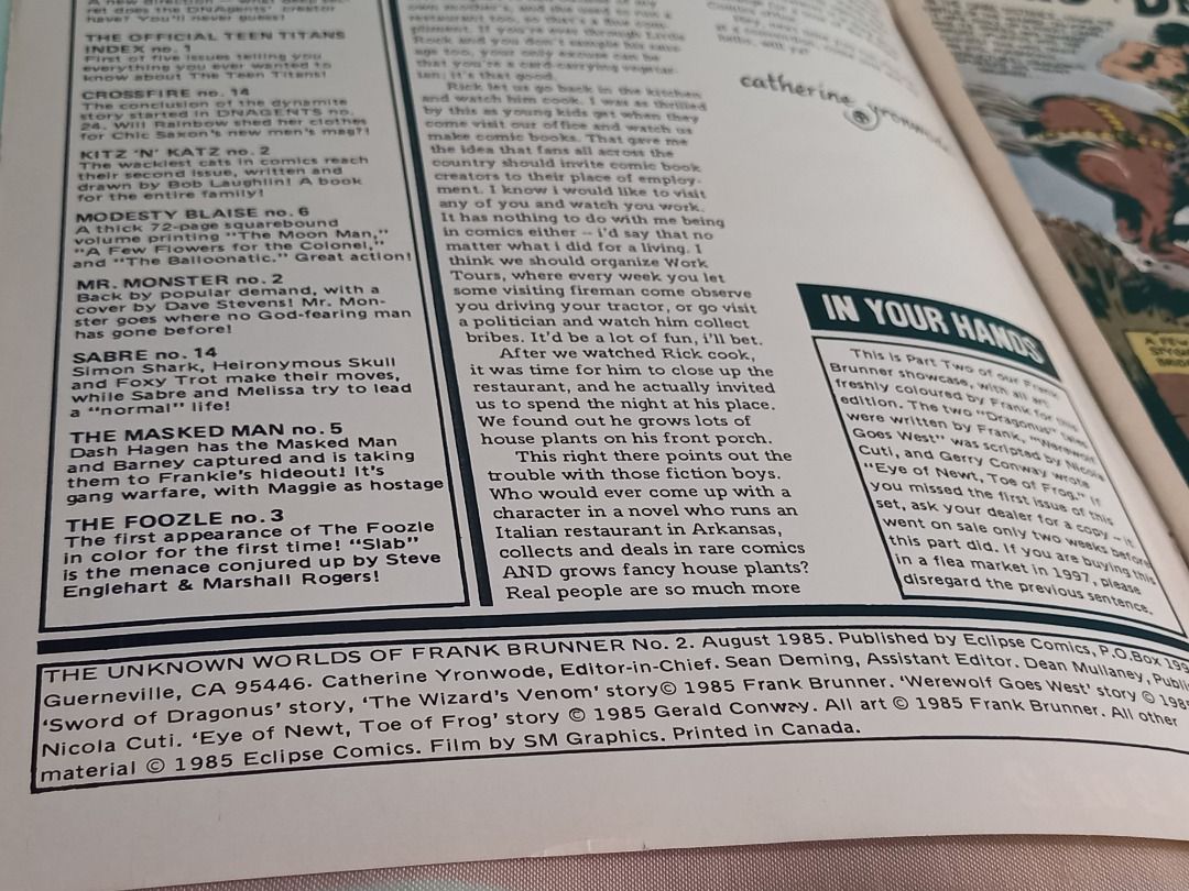 The Unknown Worlds Of Frank Brunner Part 2 of 2 Comics August 1985 ...