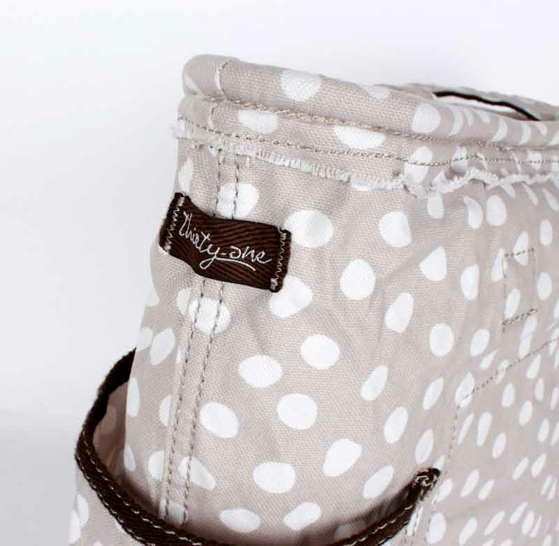Thirty One 31 Retro Metro Hobo Mummy Tote Bag 31 in Taupe Lotsa Dots on ...