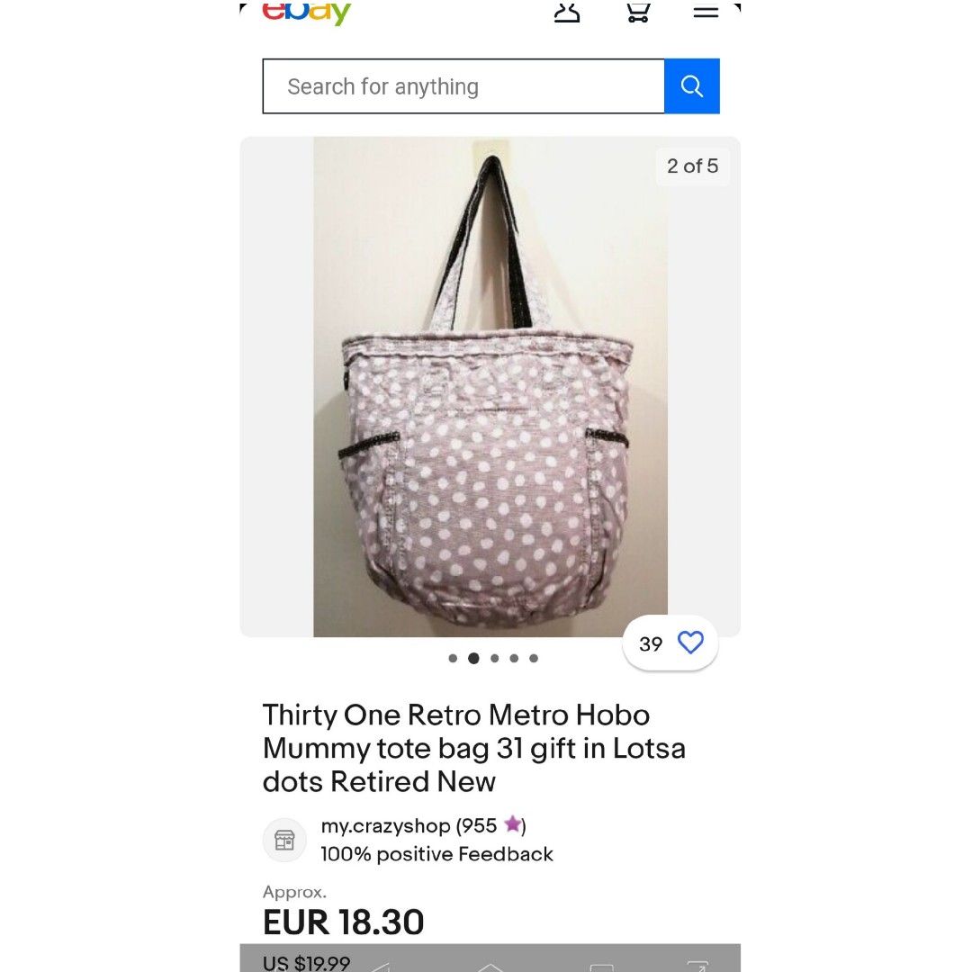 Thirty One 31 Retro Metro Hobo Mummy Tote Bag 31 in Taupe Lotsa Dots on ...