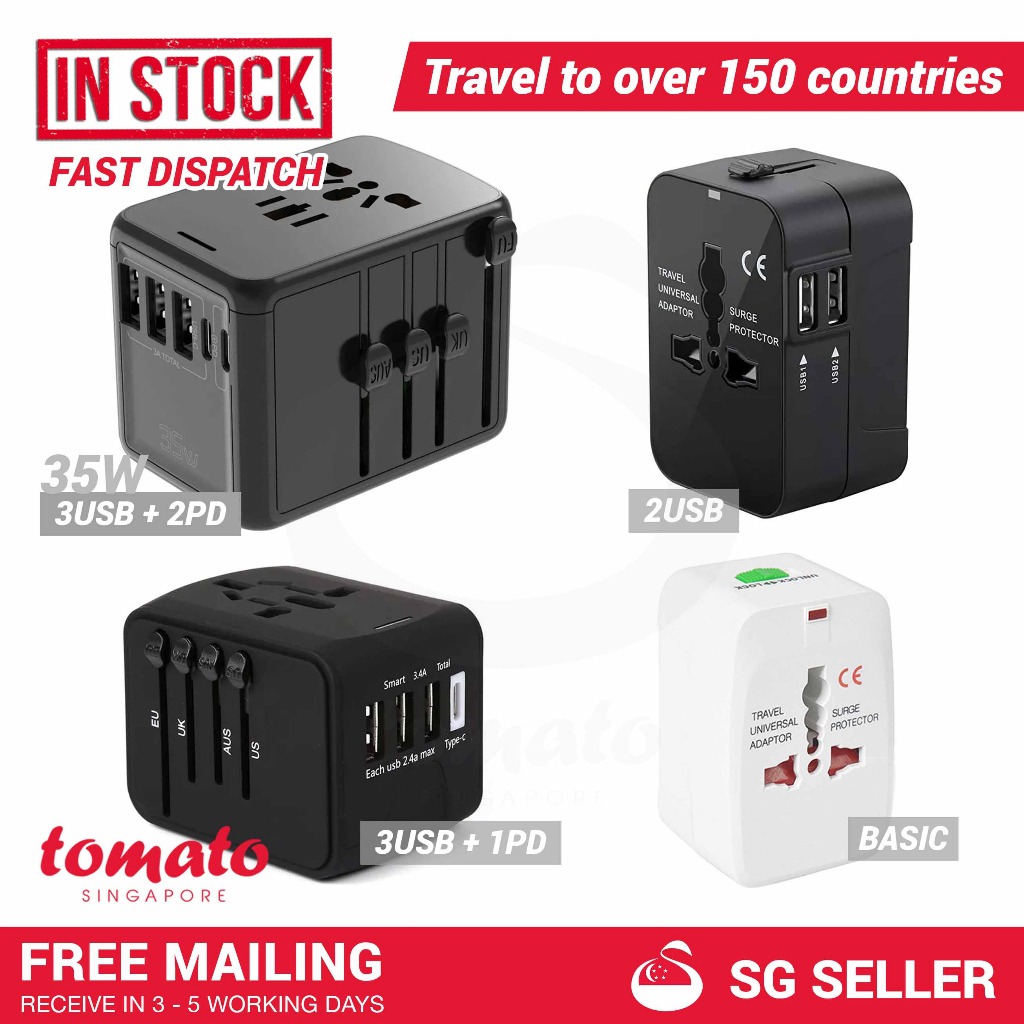 Universal Compact Travel Adapter Wall Plug with USB PD ports AG0264 ...