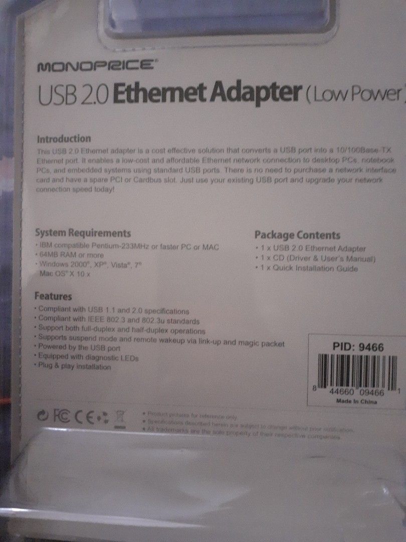 USB 2.0 ETHERMET ADAPTER, Computers & Tech, Parts & Accessories, Cables ...