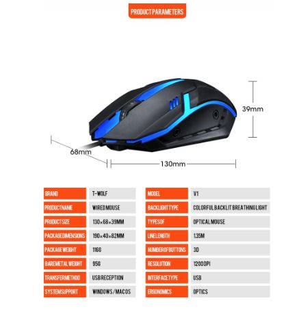 USB 2.0 Wired Optical Mouse Home Office Business Notebook Desktop ...