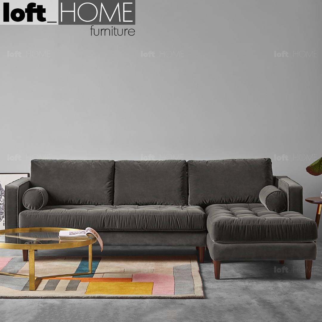 Velvet Sofa L Shape Concrete SCOTT, Furniture & Home Living, Furniture ...