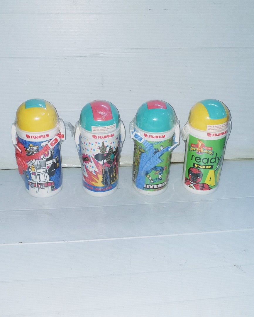 vintage fujiflim mighty morphin power rangers water bottles lot 4 ...
