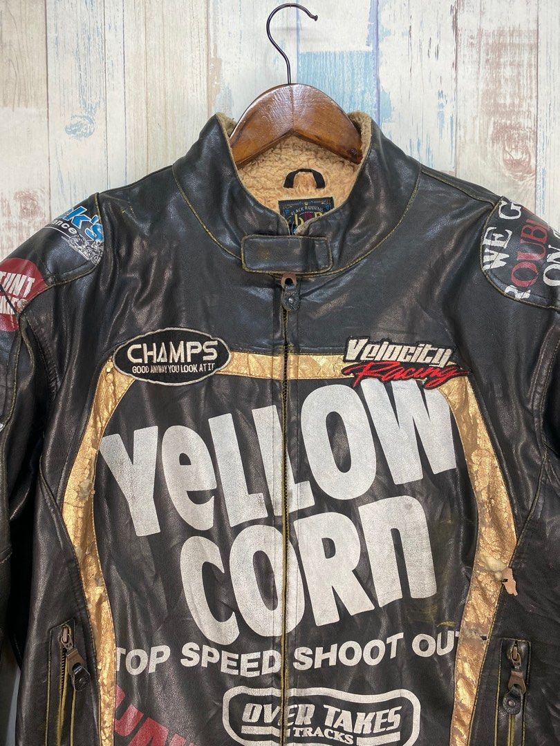 Vintage Yellow Corn Leather Jacket, Men's Fashion, Coats, Jackets and ...