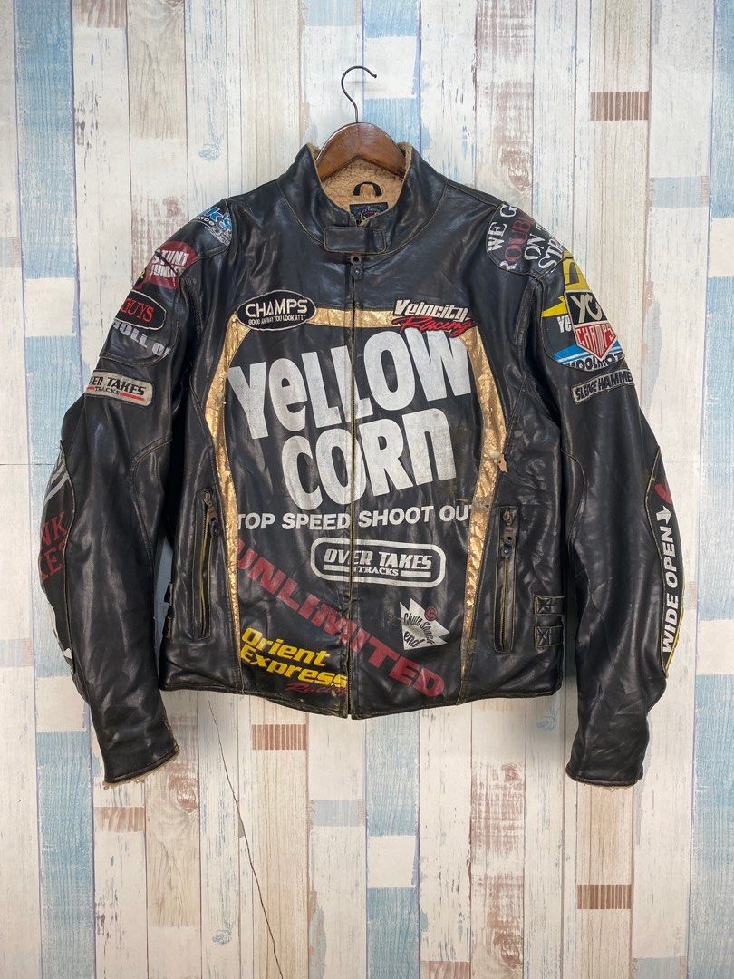 Vintage Yellow Corn Leather Jacket, Men's Fashion, Coats, Jackets and ...