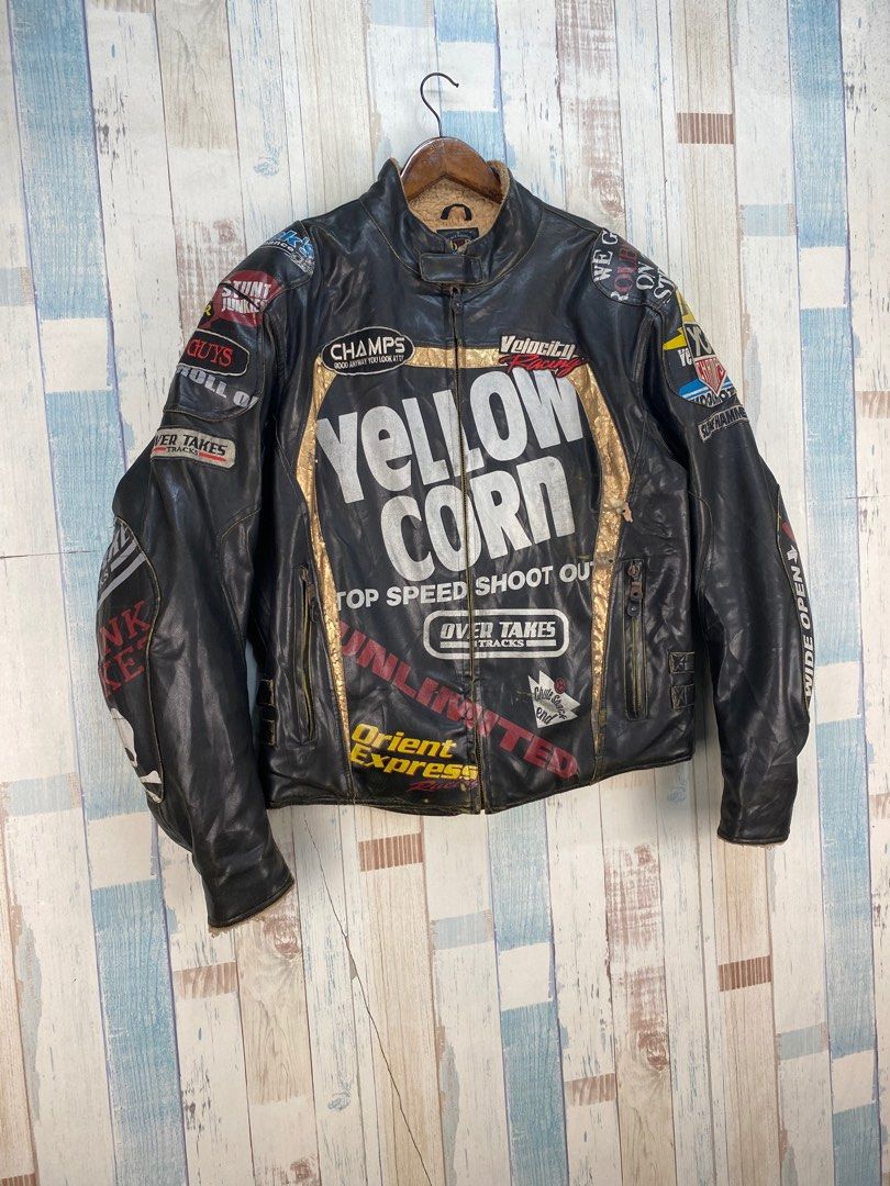Vintage Yellow Corn Leather Jacket, Men's Fashion, Coats, Jackets and ...