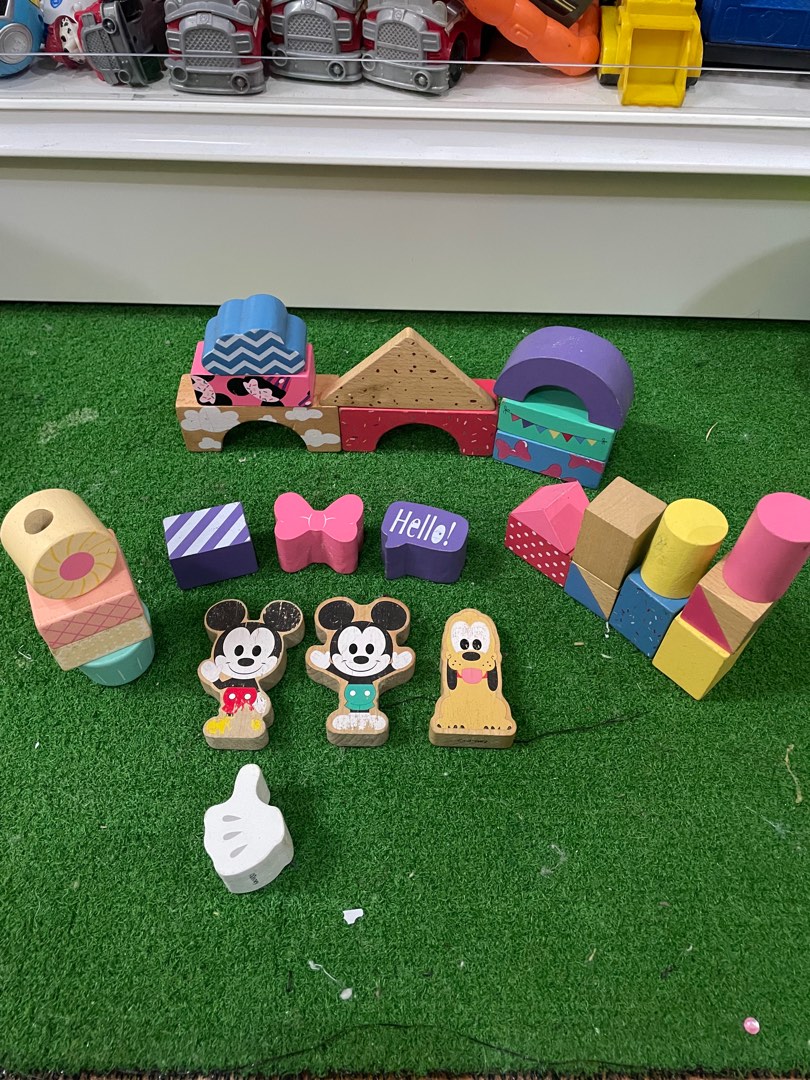 Wooden mickey mouse block, Hobbies & Toys, Toys & Games on Carousell