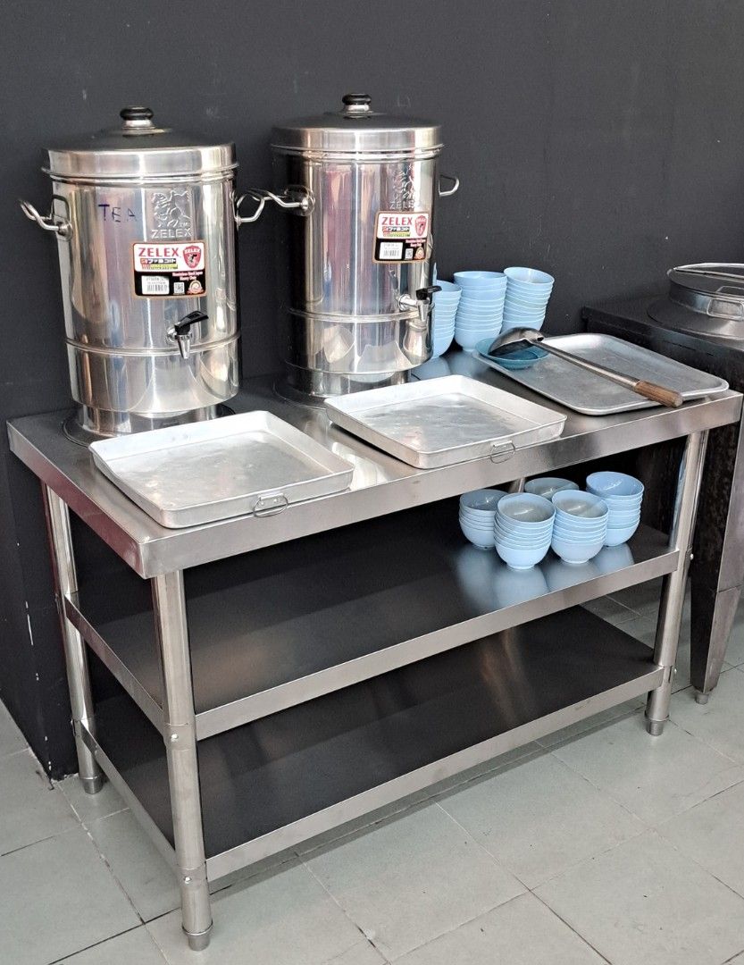 2 TIERS STAINLESS STEEL KITCHEN WORKING TABLE / TABLE STORAGE /HEAVY ...