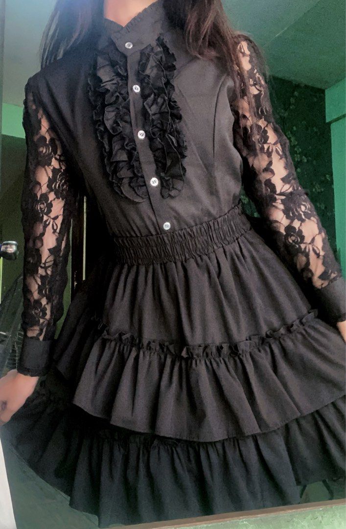 ALT Gothic Goth Lolita Ruffle Set on Carousell