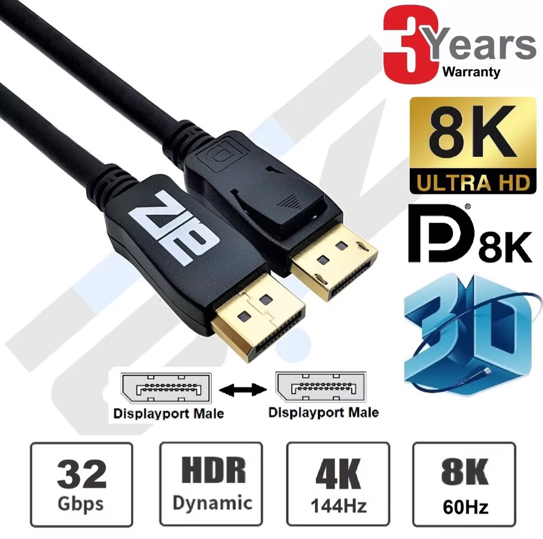 ATZ DisplayPort 1.4 8k 60hz / 4k 120hz 5m cable, Computers & Tech, Parts & Accessories, Cables ...