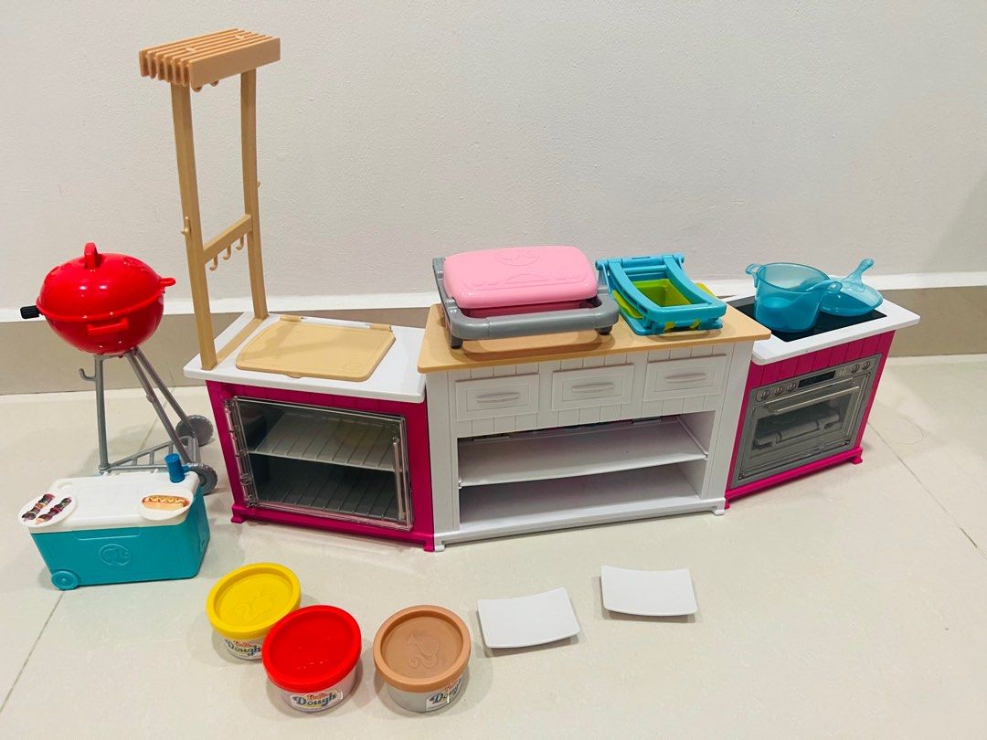 Barbie kitchen playset with BBQ and cooler, Hobbies & Toys, Toys ...