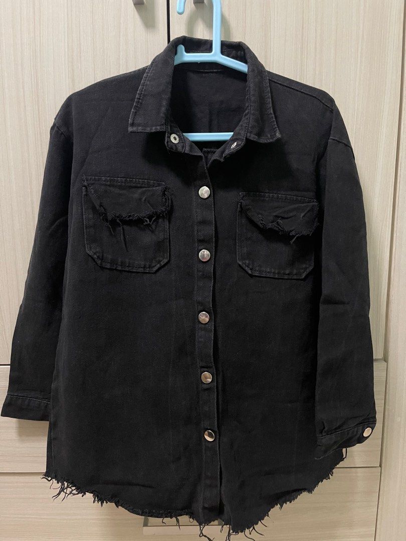 Black Denim Jacket, Men's Fashion, Coats, Jackets and Outerwear on Carousell