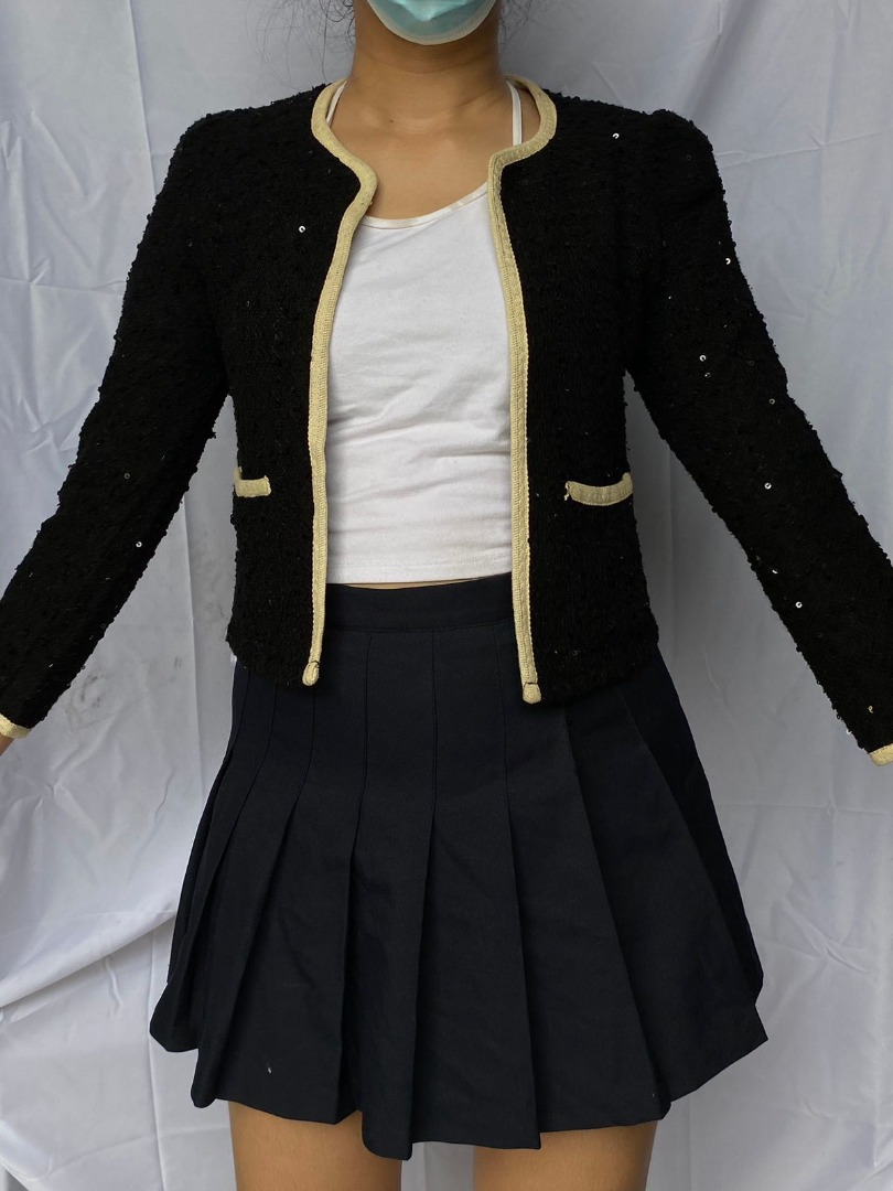 Blazer Outer Crop Black, Fesyen Wanita, Pakaian Wanita, Baju Luaran di ...