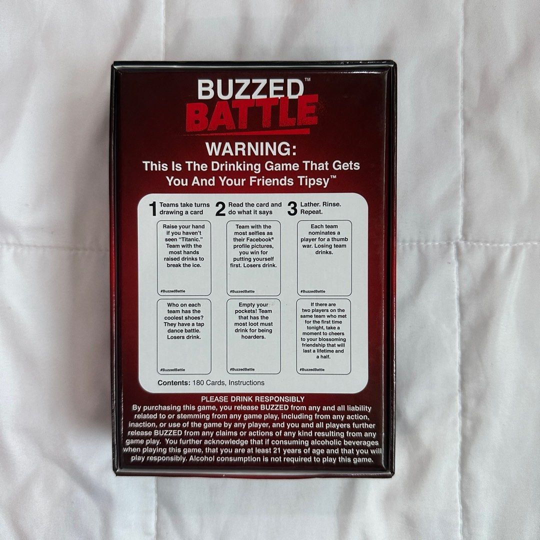 Buzzed Battle Card Drinking Game on Carousell