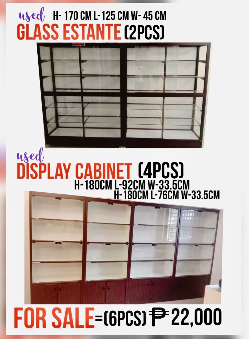glass display cabinet/estante set/ on Carousell