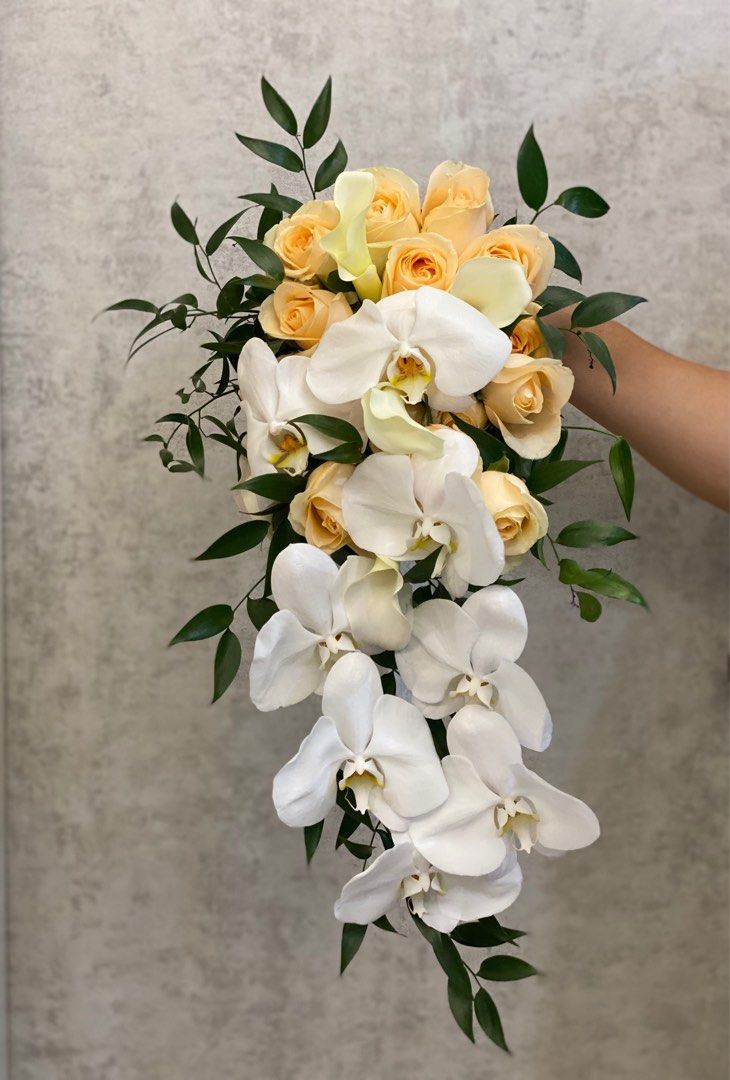Cascading Bridal Bouquet | Orchid bouquet, Hobbies & Toys, Stationery ...