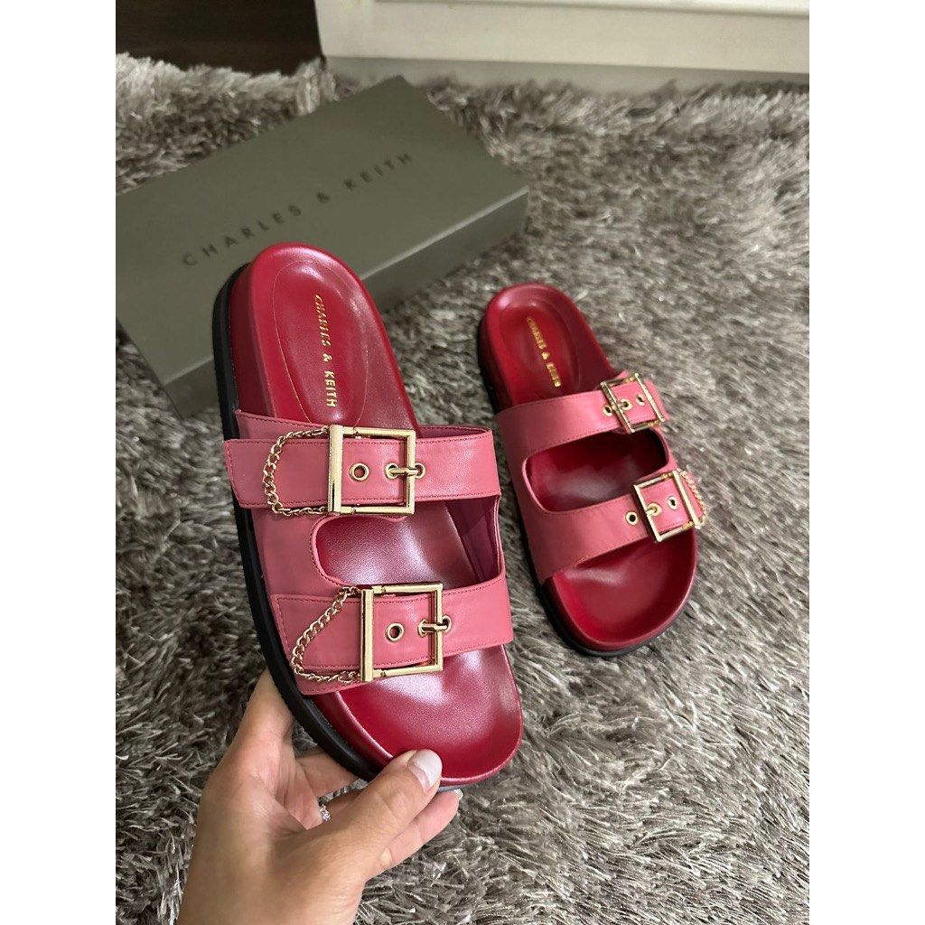 Charles & Keith Sandal Pink, Fesyen Wanita, Sepatu di Carousell