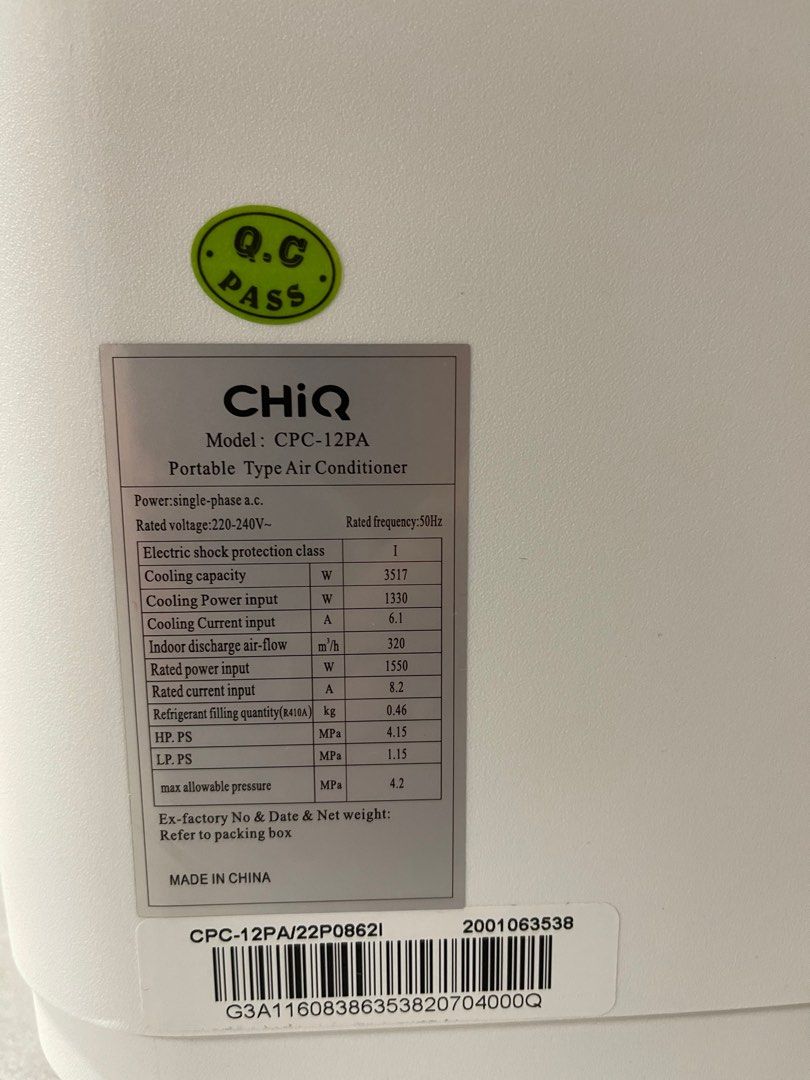 CHiQ 12k BTU 3 in 1 Portable Aircon, TV & Home Appliances, Air ...