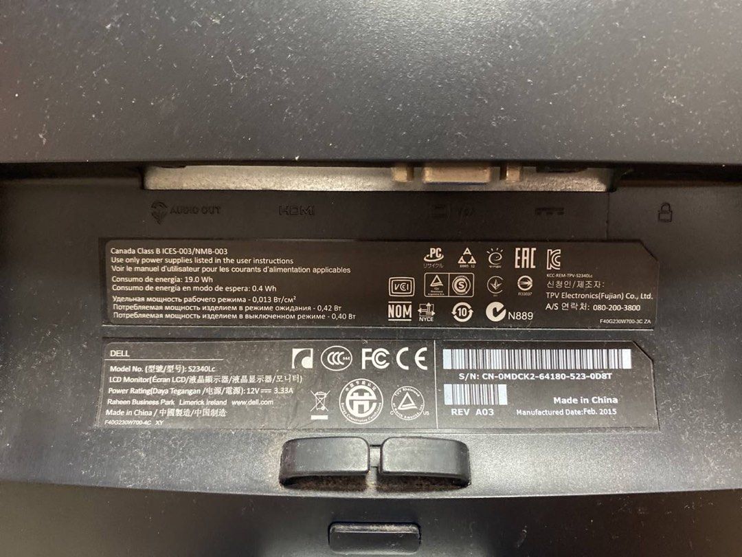 Dell 23 inch S2340L Monitor with power cable, Computers & Tech, Parts ...