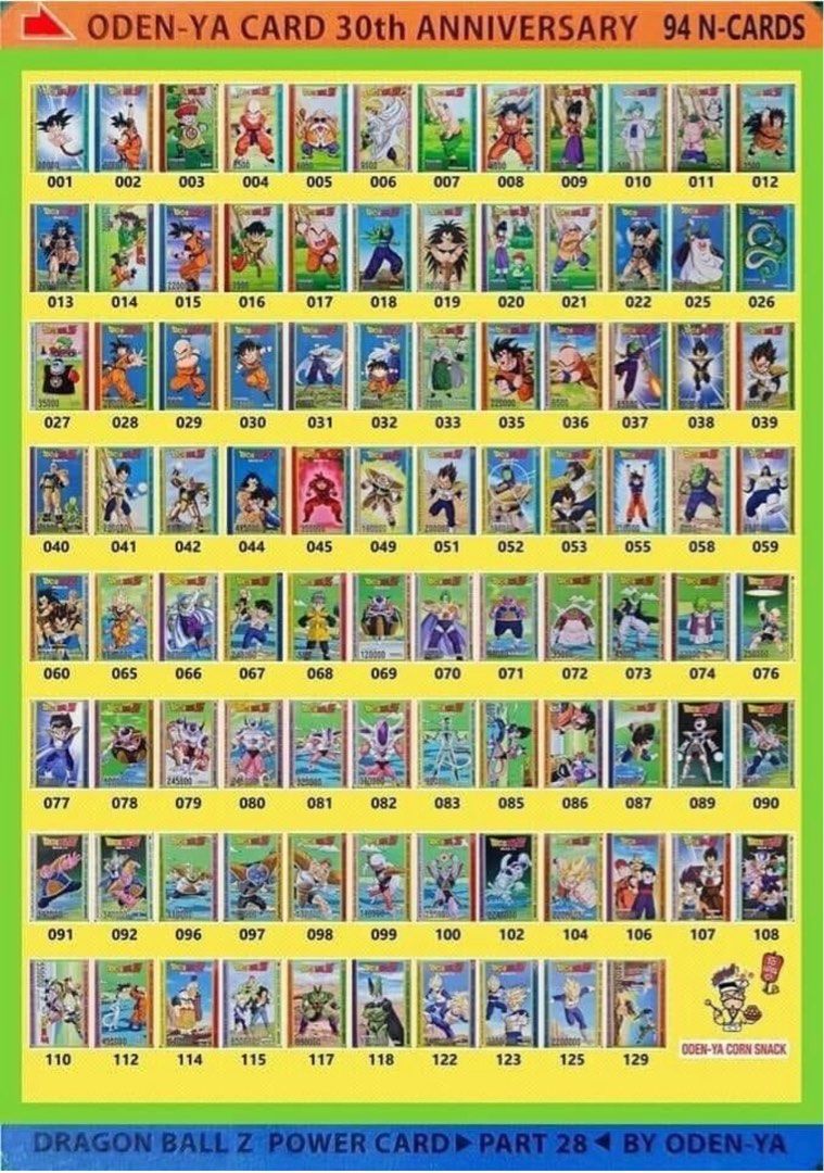 Dragonball Cards Odenya Part 28 Normal 94 Cards Complete Set, Hobbies ...