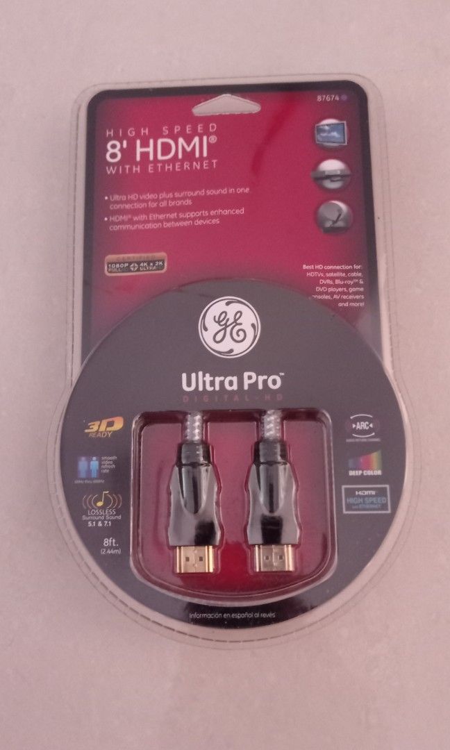 GE Hdmi 8 feet long cable - 2.4m, Computers & Tech, Parts & Accessories ...