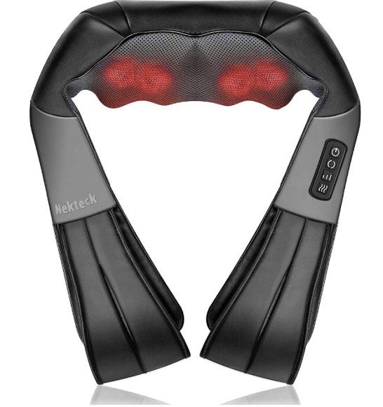 GRANDMA SHARK shiatsu neck and back massager with heat 3D kneading ...