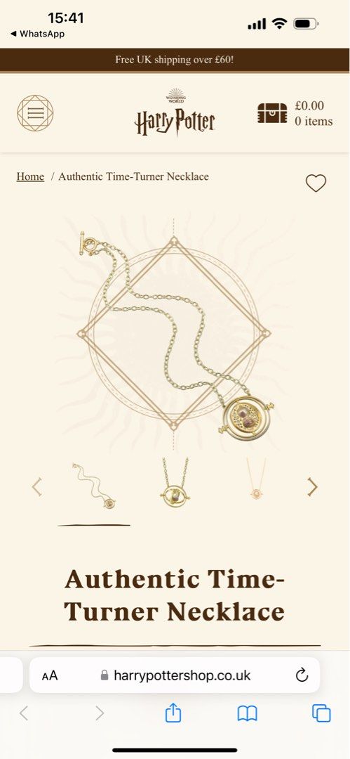 Harry Potter Time Changer Necklace 24k Gold Plated, Hobbies & Toys ...