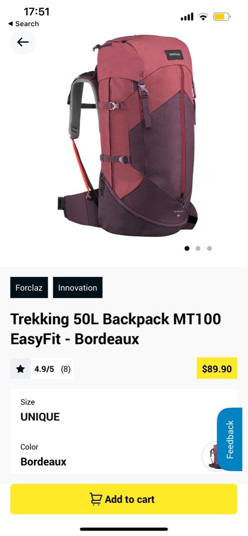 Decathlon Forclaz Hiking Backpack - 50L, Women's Fashion, Bags & Wallets, Backpacks on Carousell