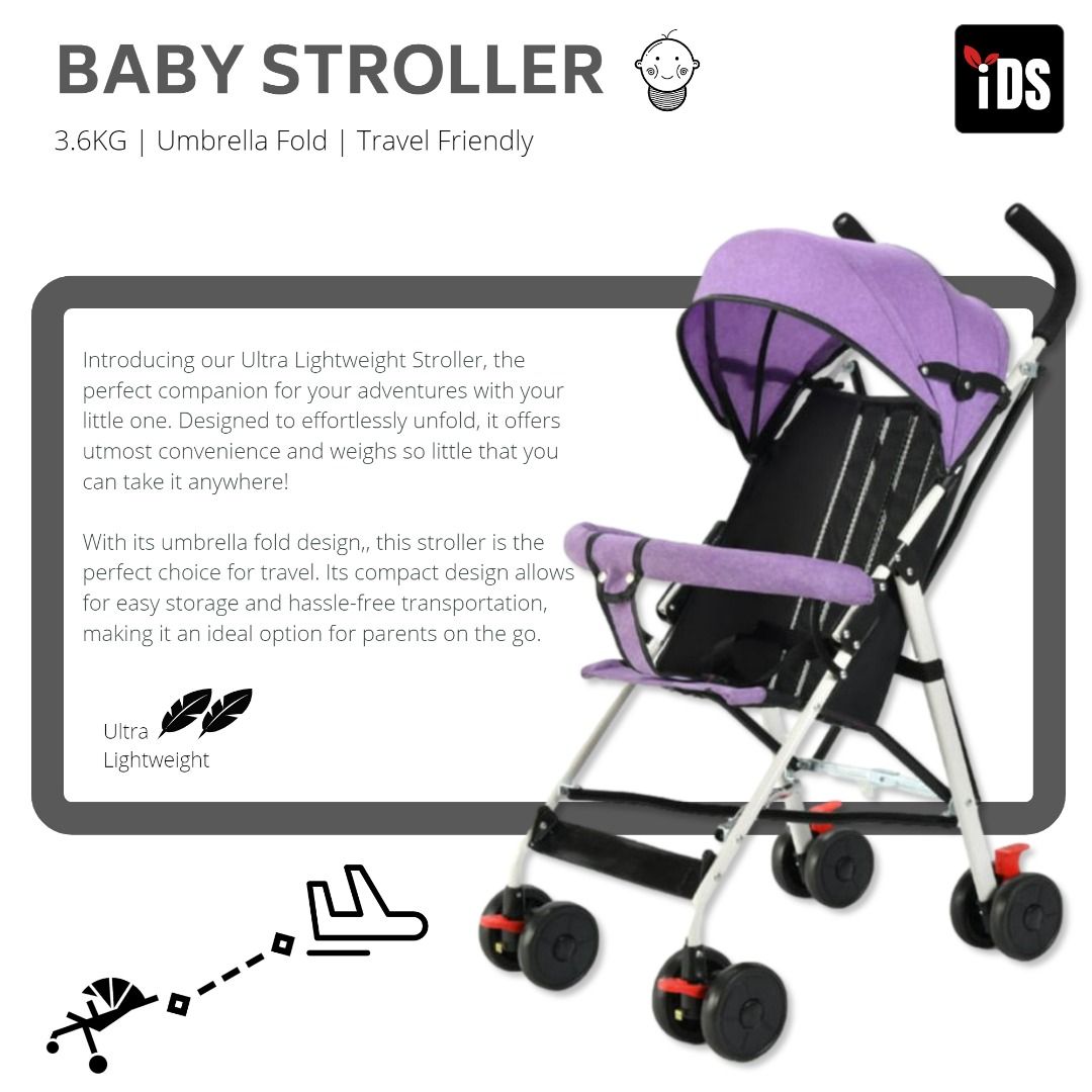[iDS] Ultra Lightweight Travel Stroller (White Pole Series) Foldable ...