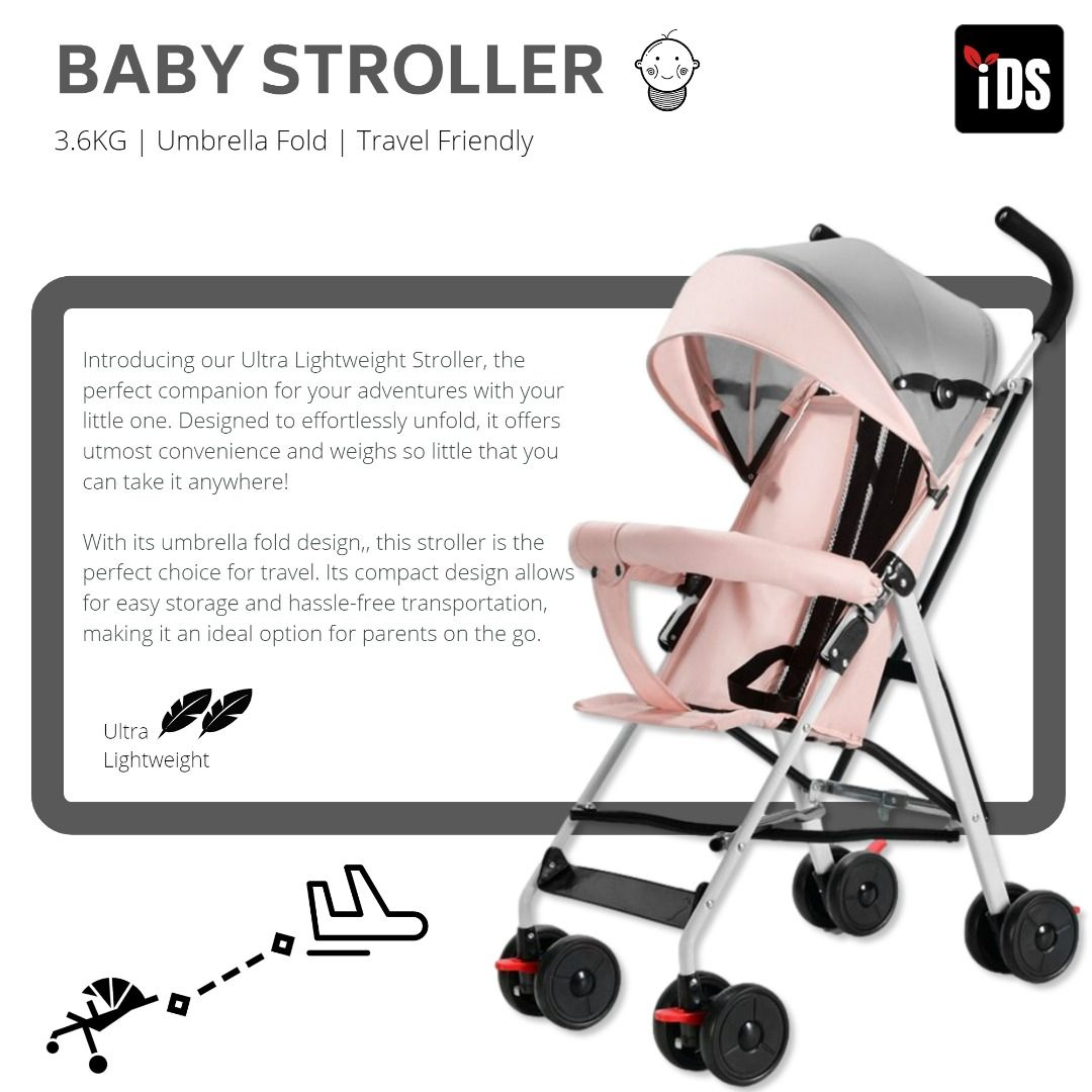 [iDS] Ultra Lightweight Travel Stroller (White Pole Series) Foldable ...