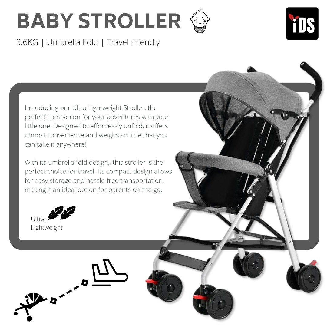 [iDS] Ultra Lightweight Travel Stroller (White Pole Series) Foldable ...