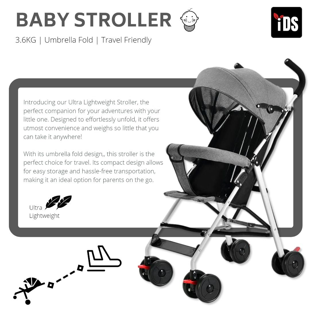[iDS] Ultra Lightweight Travel Stroller (White Pole Series) Foldable ...
