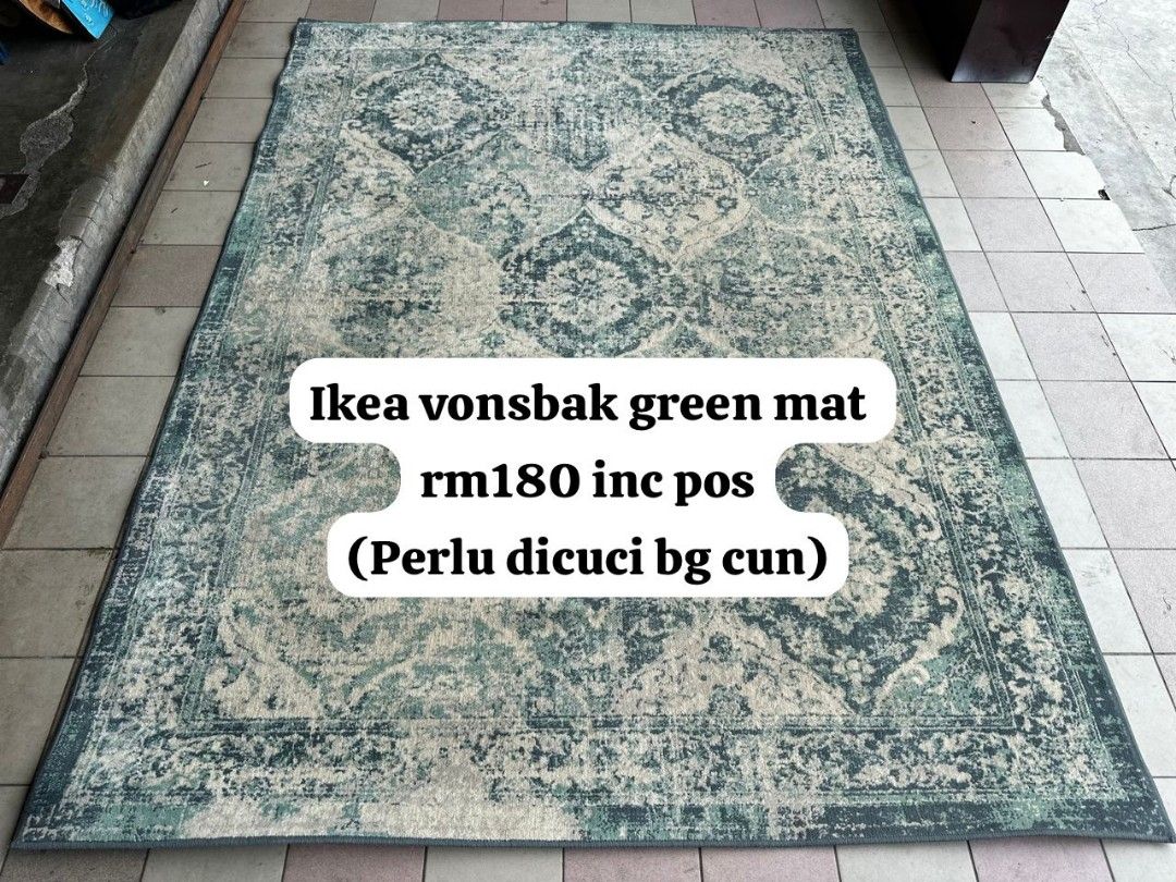 Ikea vonsbak green mat, Furniture & Home Living, Home Decor, Carpets ...