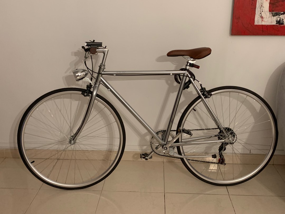7-speed KOLOR BRAND retro vintage city bike with leather seat and ...