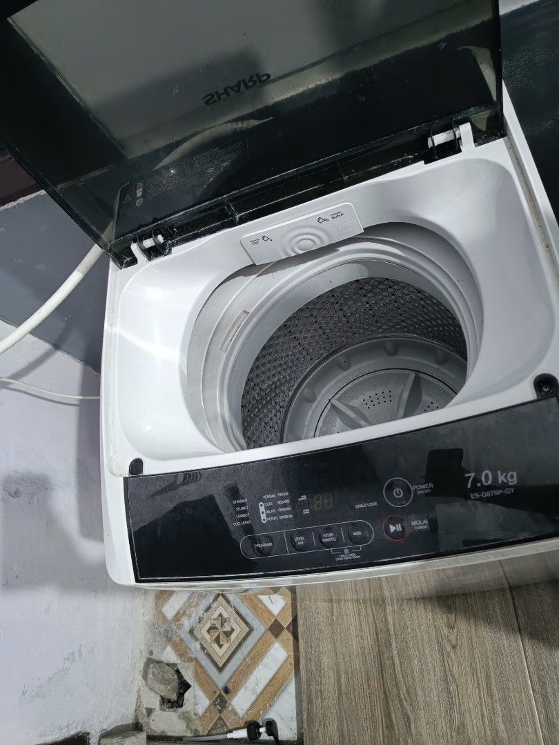 Mesin cuci top loading sharp 1 tabung 7kg seri es-g876p, Elektronik, Lainnya di Carousell