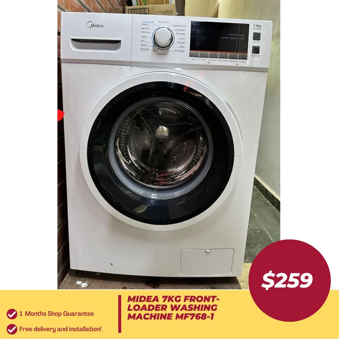 Midea 7KG Front-Loader Washing Machine MF768-1, TV & Home Appliances ...
