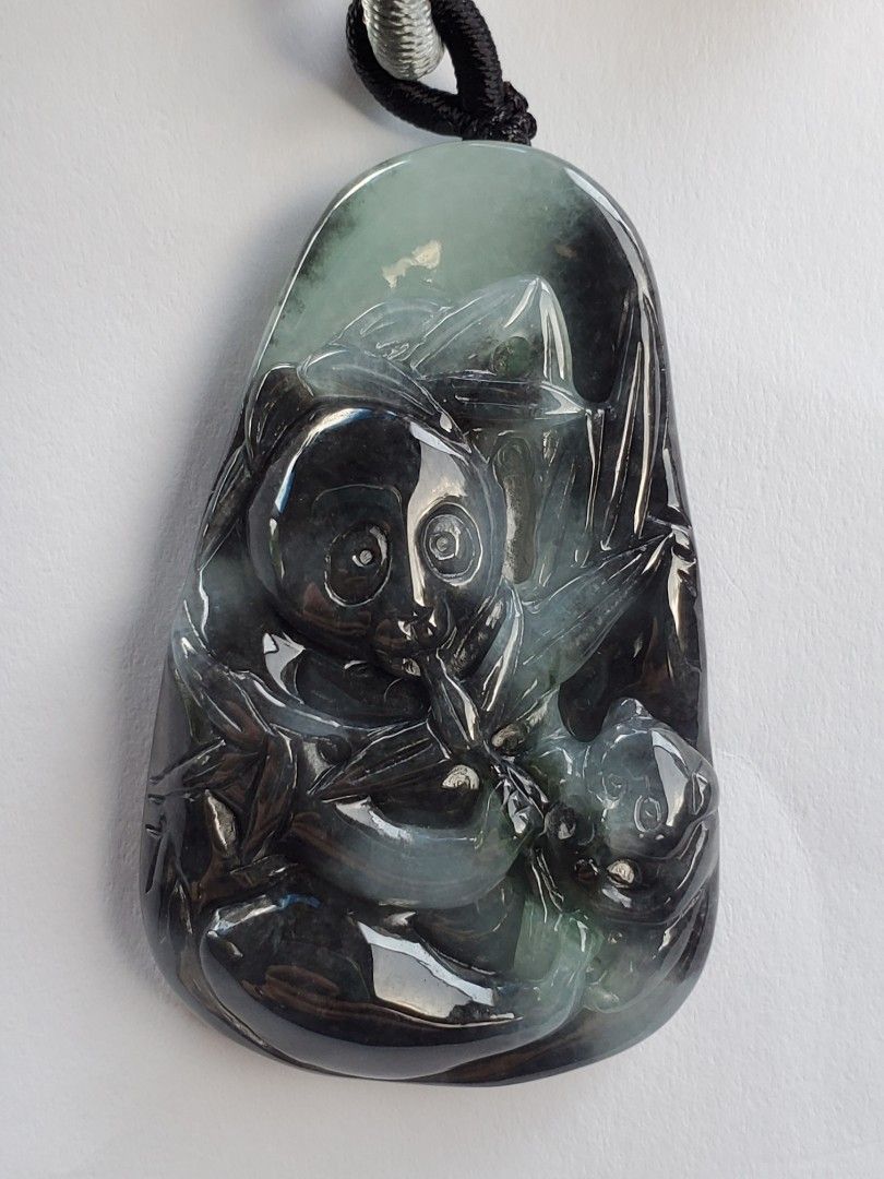 Mother and Baby Panda (母子熊猫) Jade Pendant (A-Grade Jadeite), Women's ...